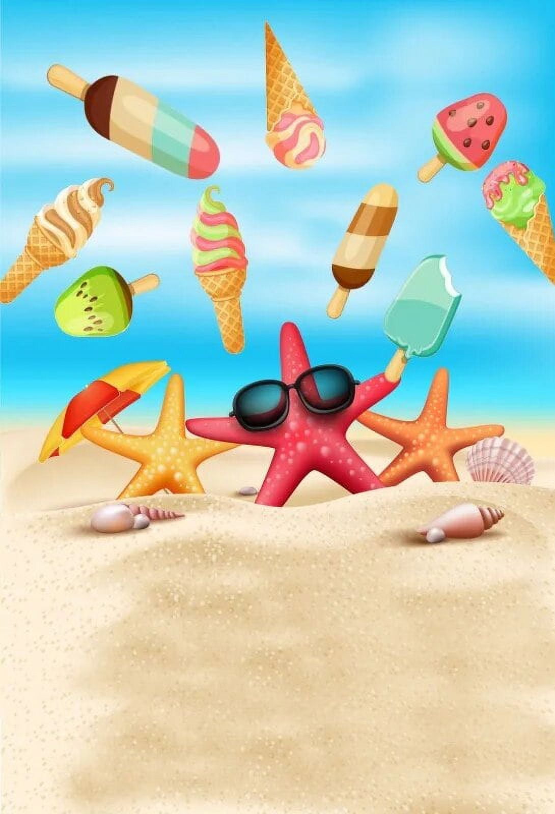 Laeacco Photo Background Summer Seaside BeachSunshine Shell Scene Baby ...