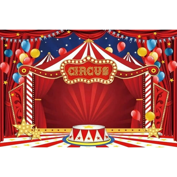 Laeacco Red Circus Tent Birthday Photography Backdrop Carnival Night ...