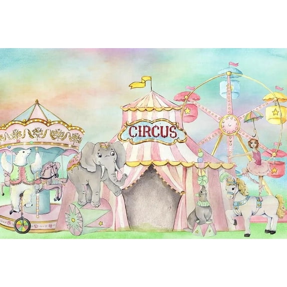 Laeacco Red Circus Tent Birthday Photography Backdrop Carnival Night ...