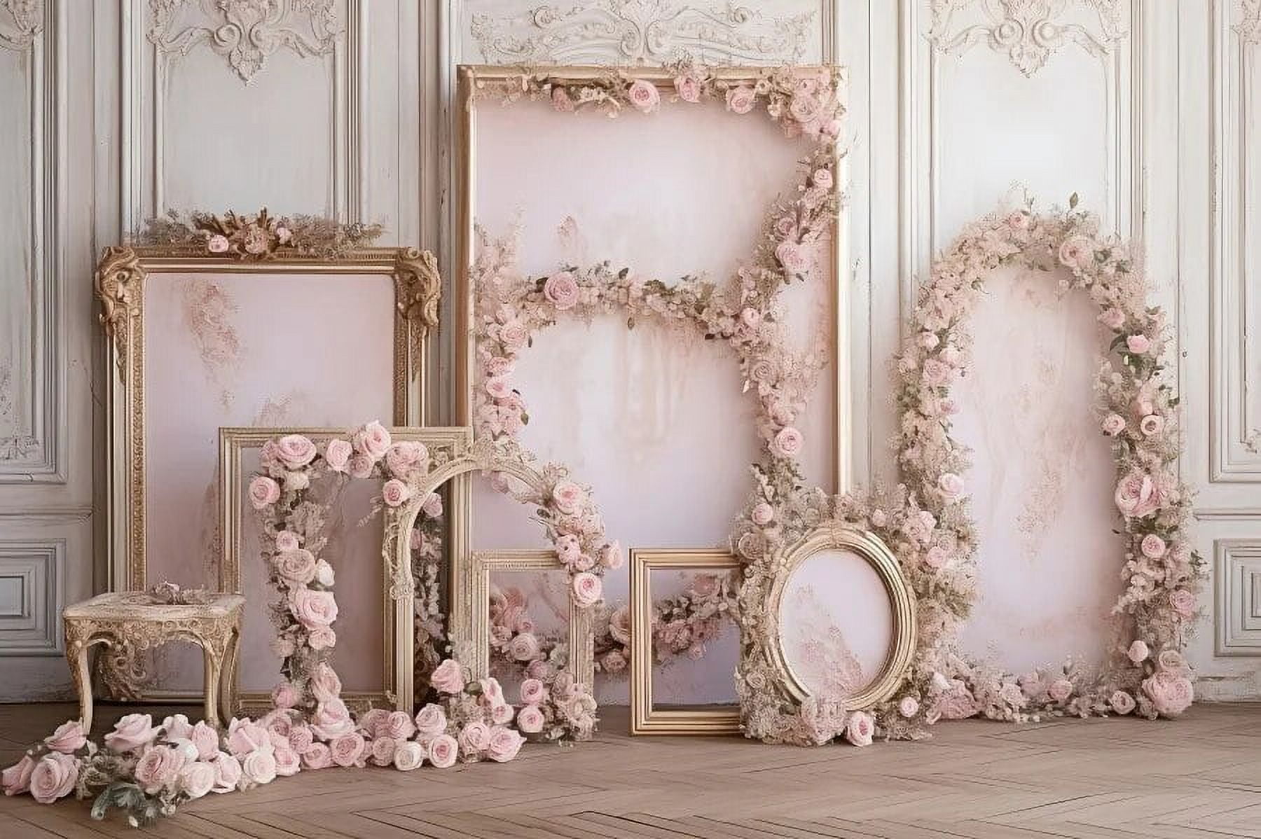 Laeacco Retro Elegant European Classic Wall Backdrop Interior Pink ...