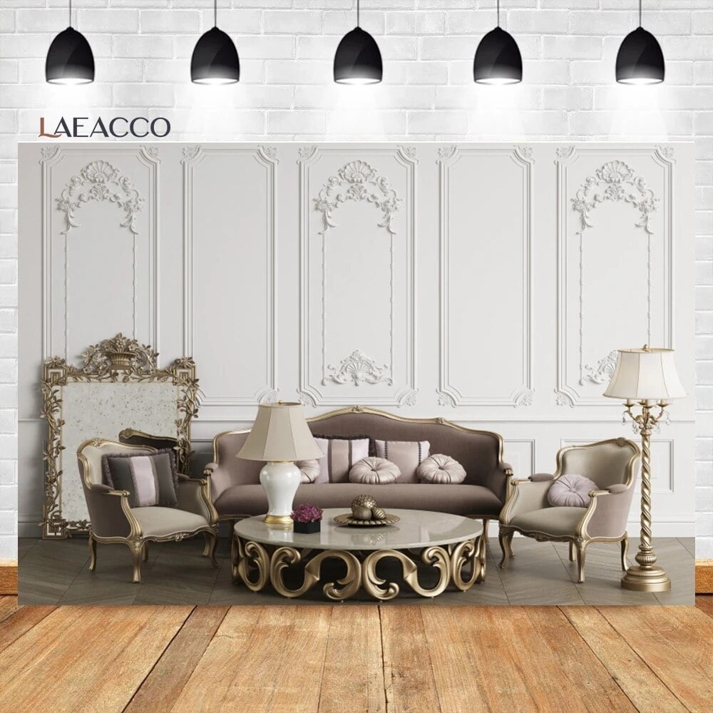 Laeacco Retro European Style Wall Backdrop Classic Nordic Royal Sofa ...