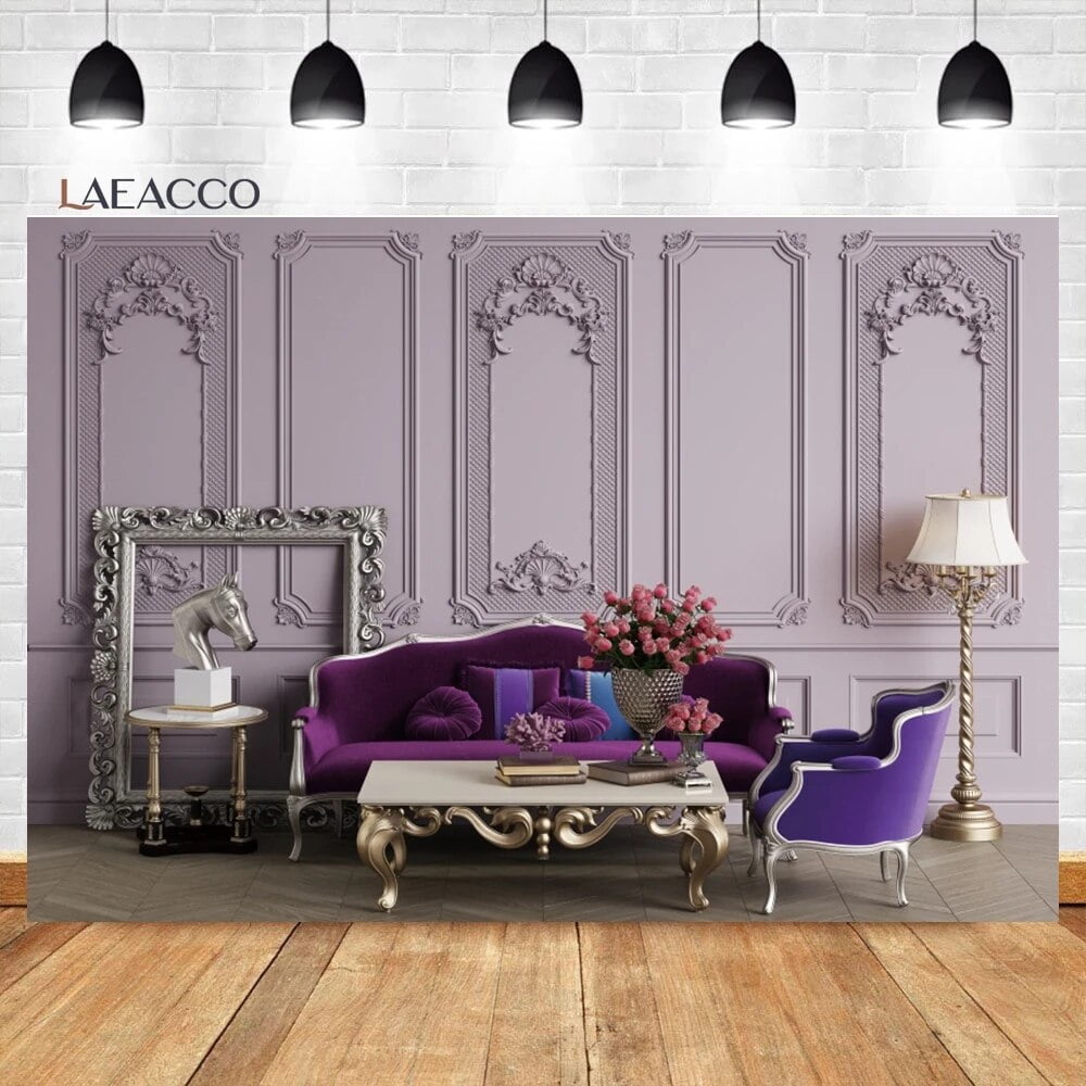Laeacco Retro European Style Wall Backdrop Classic Nordic Royal Sofa ...