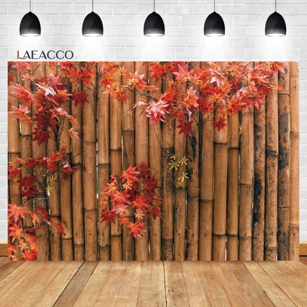 Laeacco Rustic Bamboo Plank Fence Wood Texture Photography Backdrop Old ...