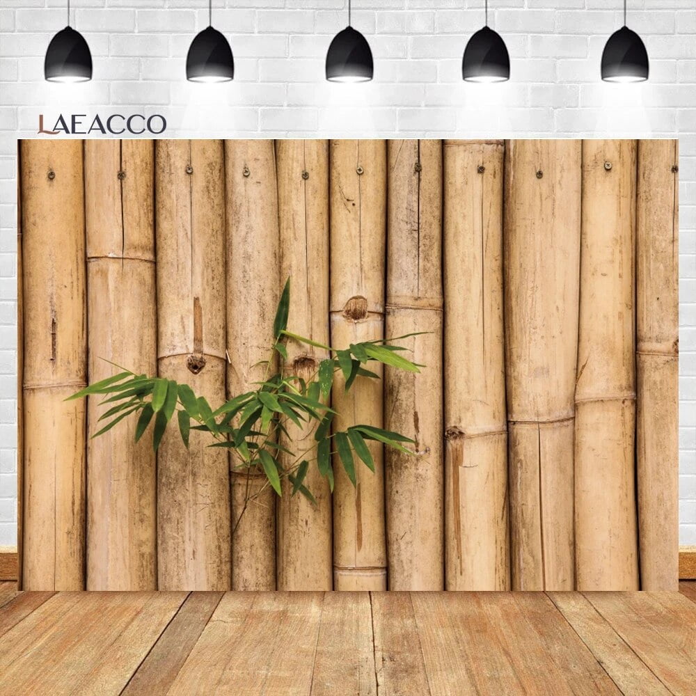 Laeacco Rustic Bamboo Plank Fence Wood Texture Photography Backdrop Old ...