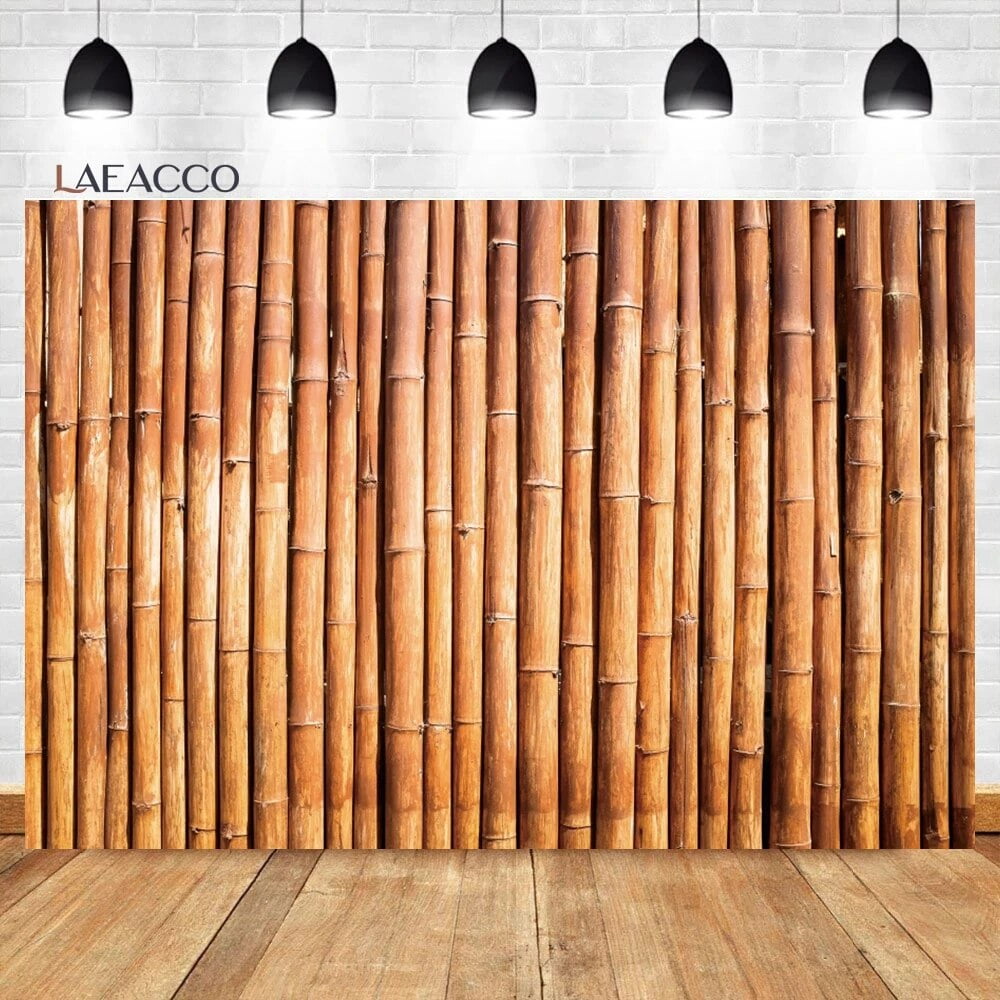 Laeacco Rustic Bamboo Plank Fence Wood Texture Photography Backdrop Old ...