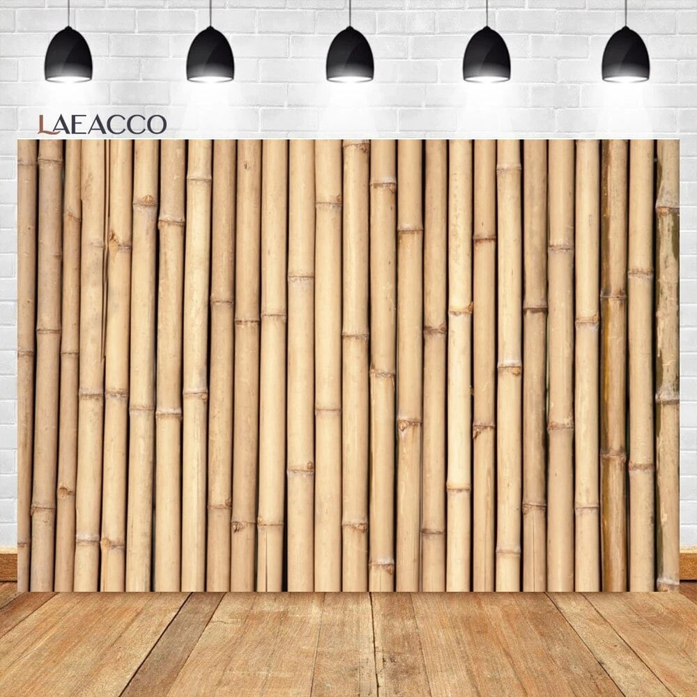 Laeacco Rustic Bamboo Plank Fence Wood Texture Photography Backdrop Old ...