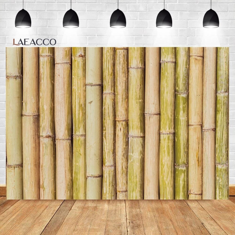 Laeacco Rustic Bamboo Plank Fence Wood Texture Photography Backdrop Old ...