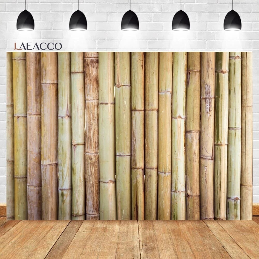 Laeacco Rustic Bamboo Plank Fence Wood Texture Photography Backdrop Old ...