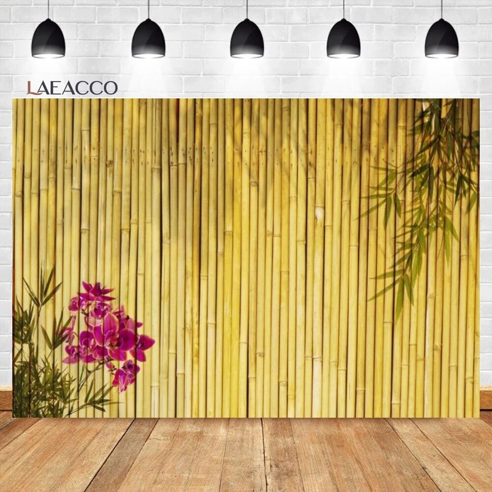 Laeacco Rustic Bamboo Plank Fence Wood Texture Photography Backdrop Old ...