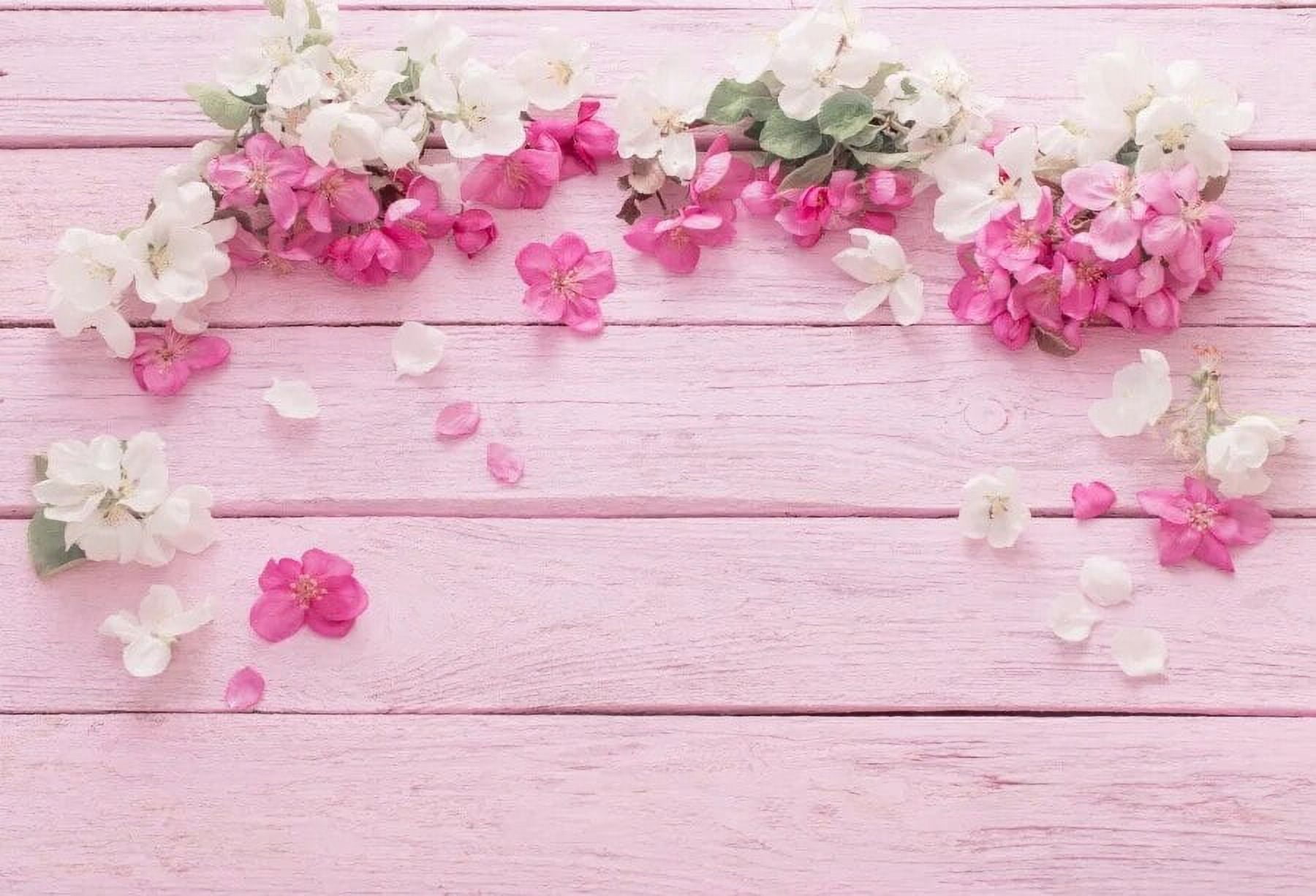 Laeacco Rustic Wood Flowers Photography Backdrop Floral Wooden Texture ...
