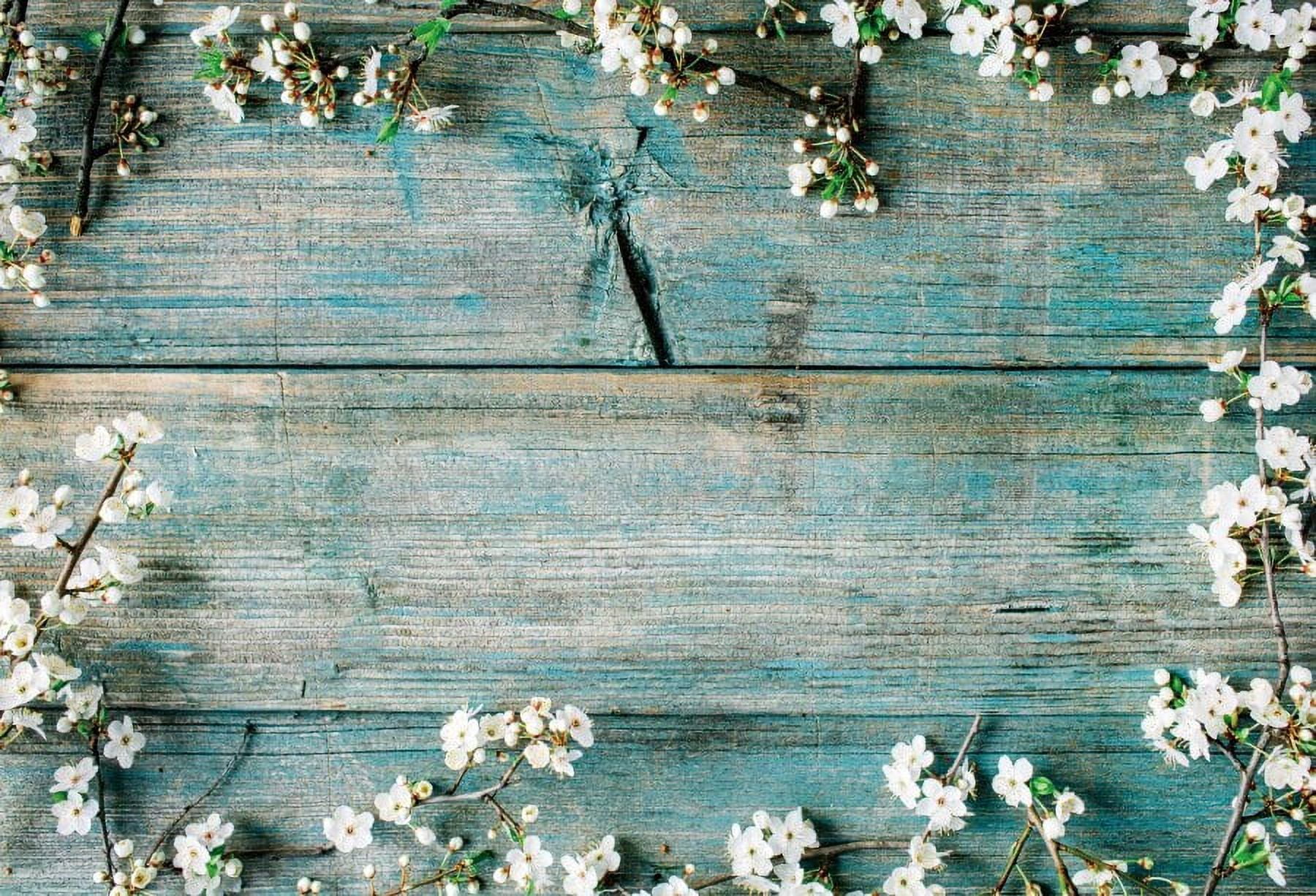 Laeacco Rustic Wood Flowers Photography Backdrop Floral Wooden Texture ...
