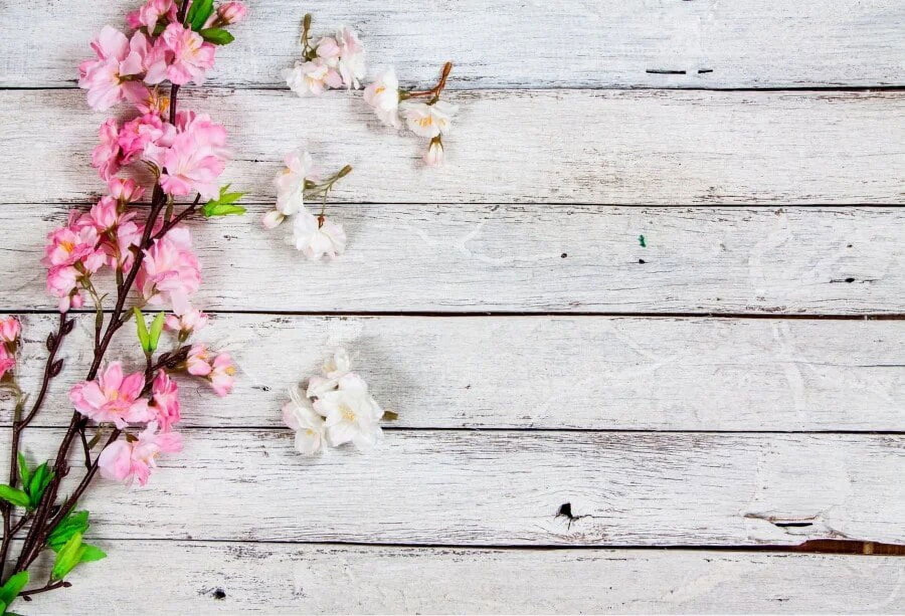 Laeacco Rustic Wood Flowers Photography Backdrop Floral Wooden Texture ...