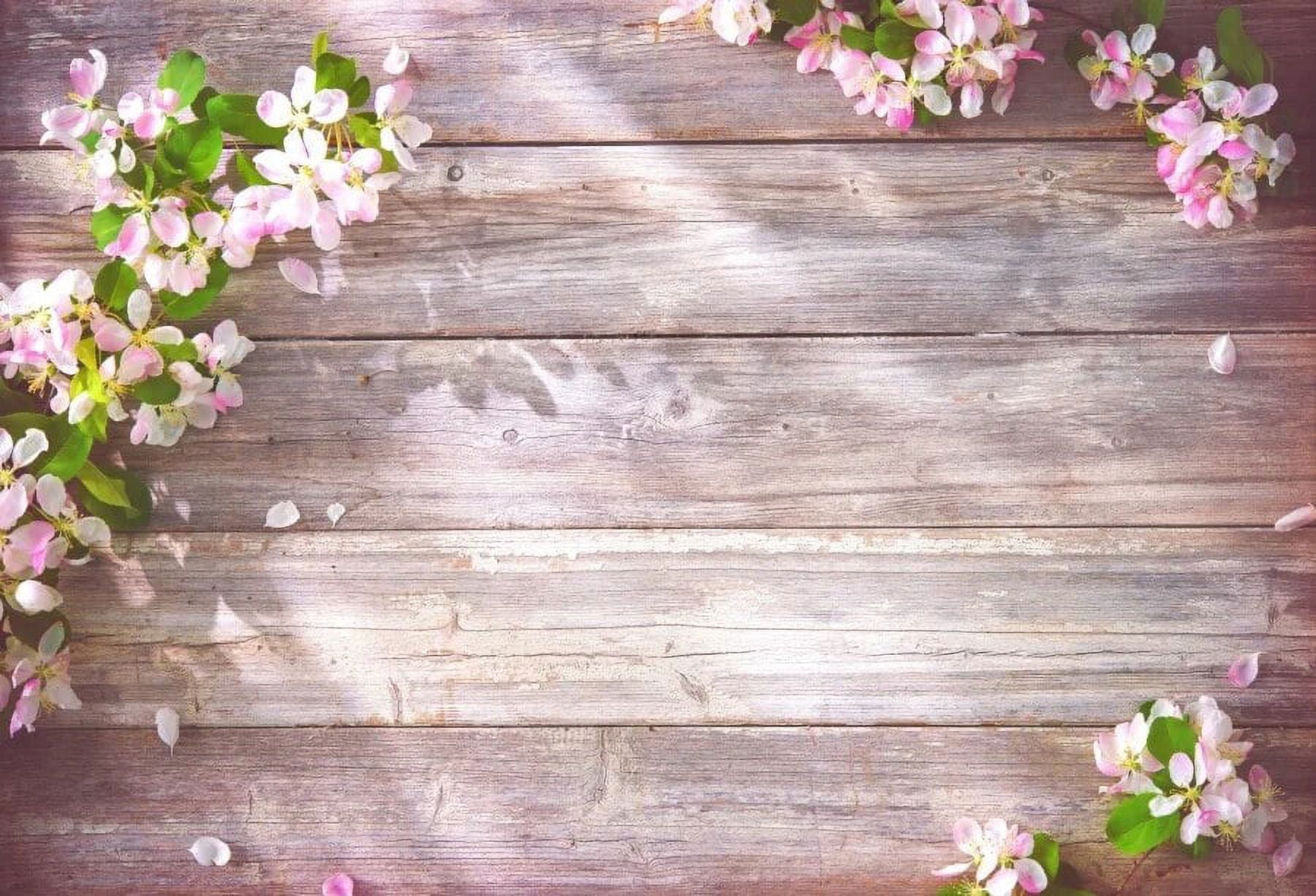 Laeacco Rustic Wood Flowers Photography Backdrop Floral Wooden Texture ...