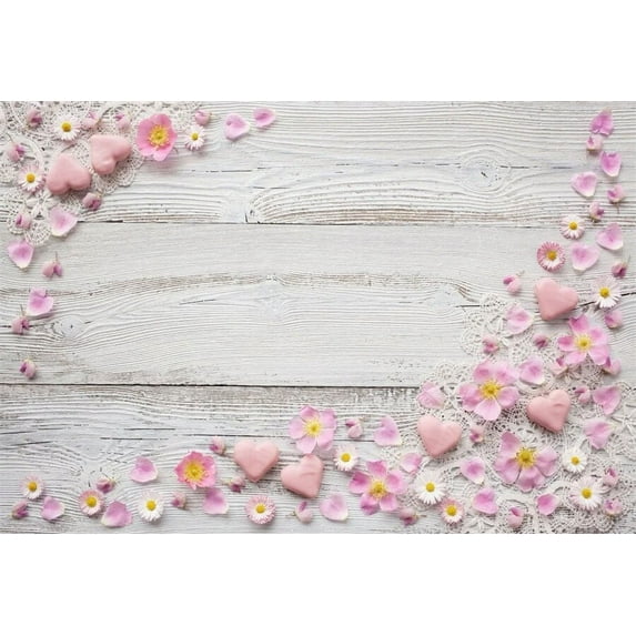 Laeacco Rustic Wood Flowers Photography Backdrop Floral Wooden Texture ...
