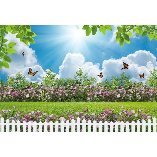 Laeacco Spring Easter Garden Photography Backdrop Green Grass Lawn Pink ...