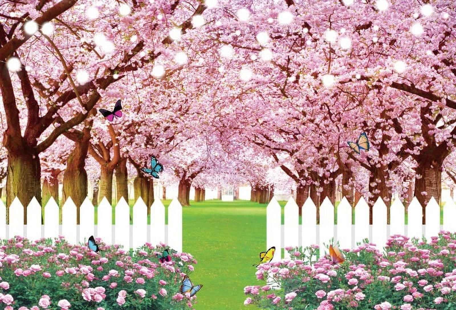 Laeacco Spring Easter Garden Photography Backdrop Green Grass Lawn Pink ...