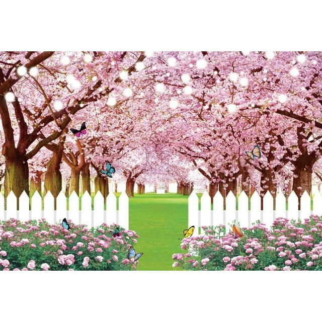 Laeacco Spring Easter Garden Photography Backdrop Green Grass Lawn Pink ...