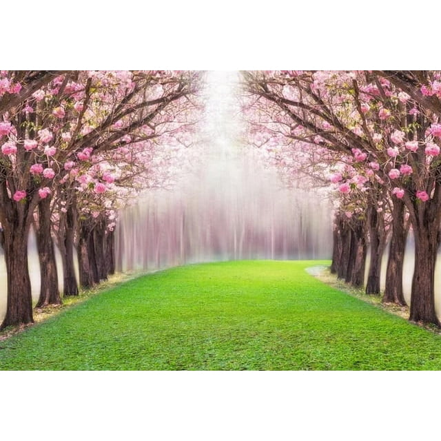 Laeacco Spring Easter Garden Photography Backdrop Green Grass Lawn Pink ...