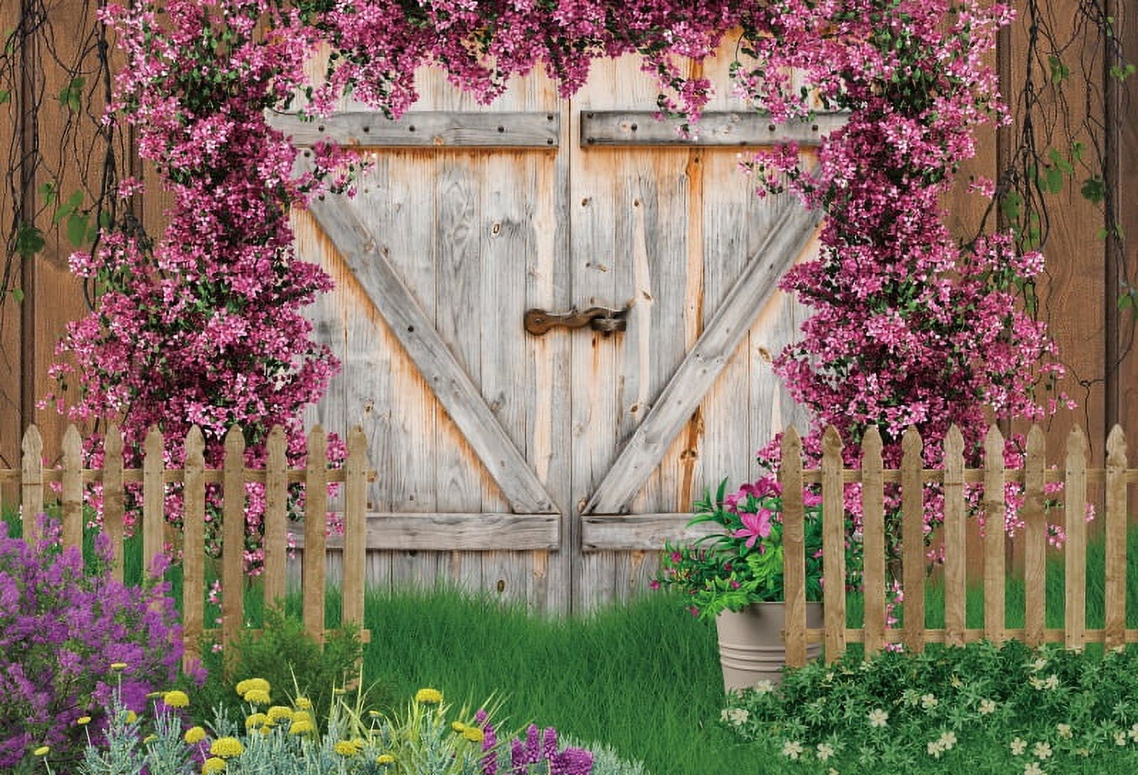 Laeacco Spring Easter Garden Photography Backdrop Green Grass Lawn Pink ...
