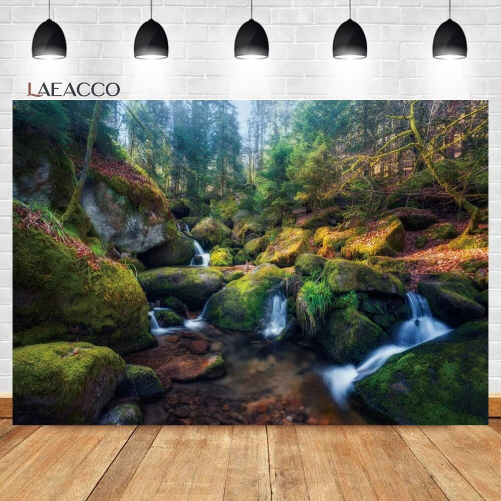 Laeacco Spring Forest Backdrop Green Grassland Enchanted Jungle ...