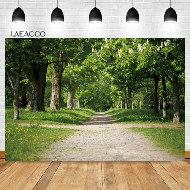 Laeacco Spring Forest Backdrop Green Grassland Enchanted Jungle ...