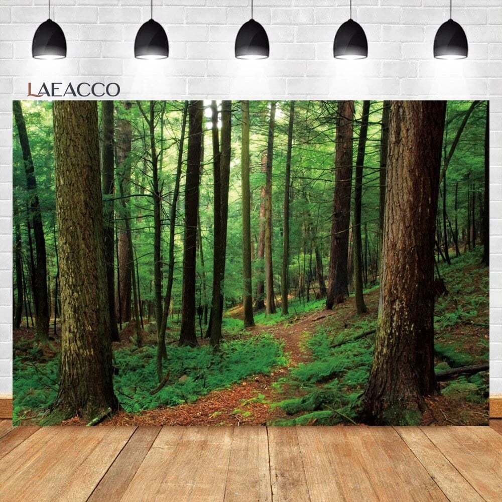 Laeacco Spring Forest Backdrop Green Grassland Enchanted Jungle ...