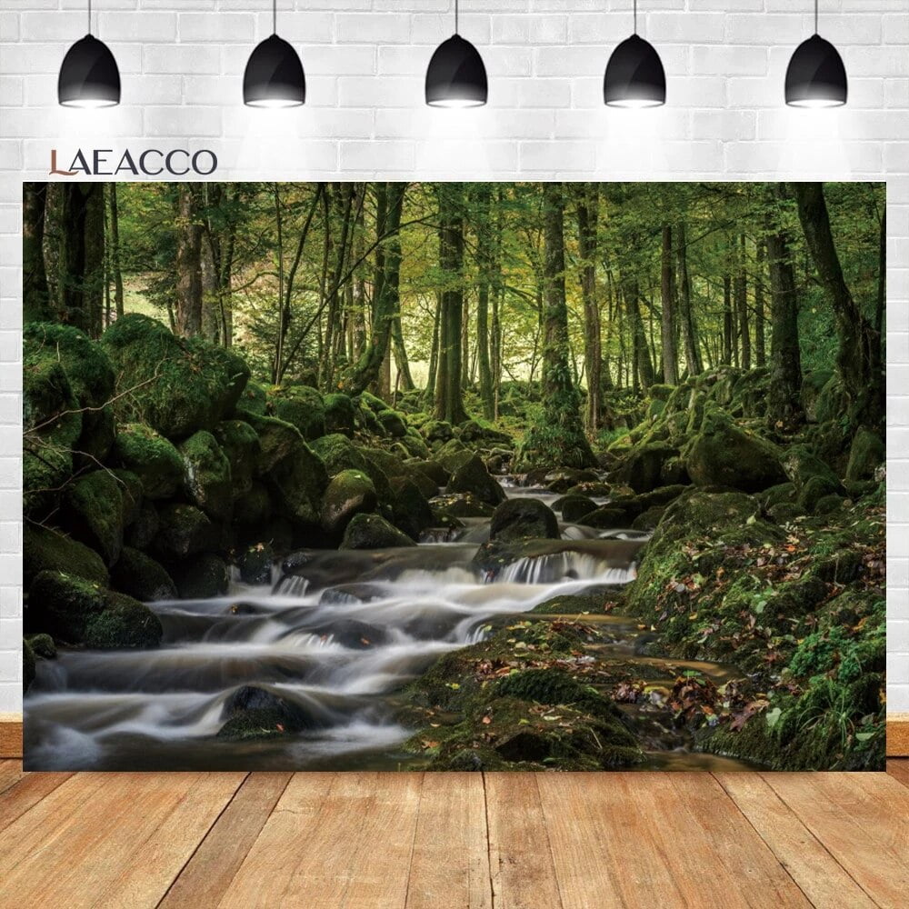 Laeacco Spring Forest Backdrop Green Grassland Enchanted Jungle ...