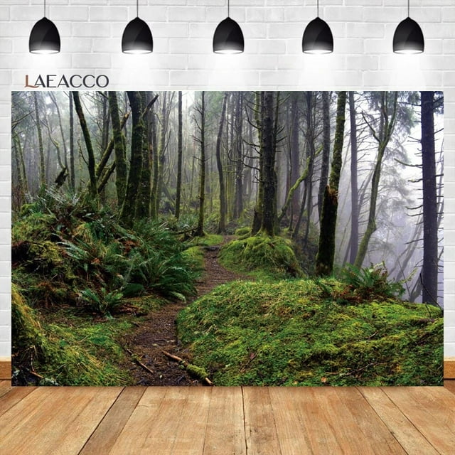 Laeacco Spring Forest Backdrop Green Grassland Enchanted Jungle ...