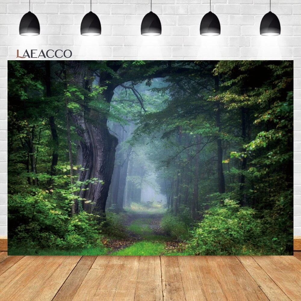 Laeacco Spring Forest Backdrop Green Grassland Enchanted Jungle ...