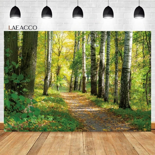 Laeacco Spring Forest Backdrop Green Grassland Enchanted Jungle ...