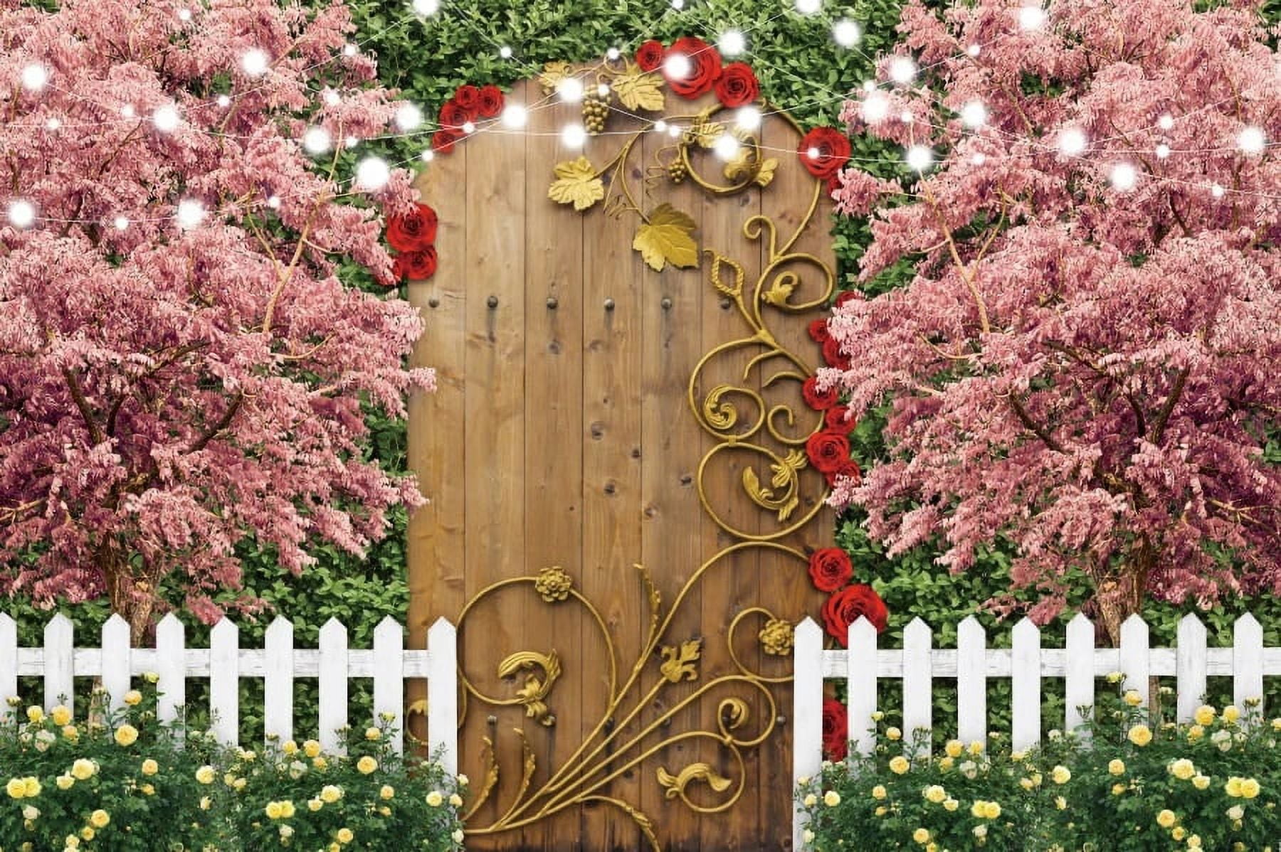 Laeacco Spring Garden Photo Backdrop Ivy Green Leaf Wall Flower Field ...