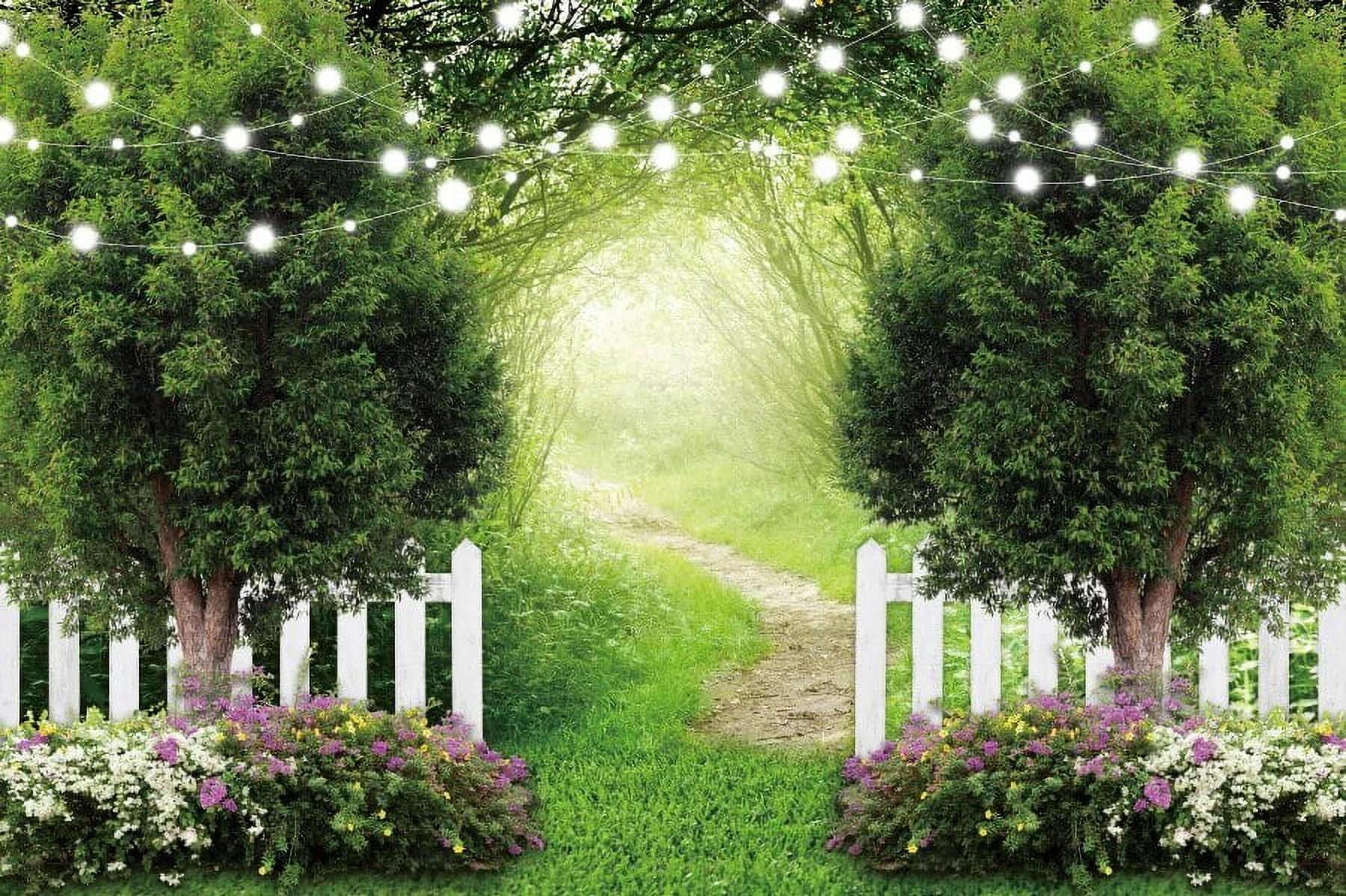 Laeacco Spring Garden Photo Backdrop Ivy Green Leaf Wall Flower Field ...