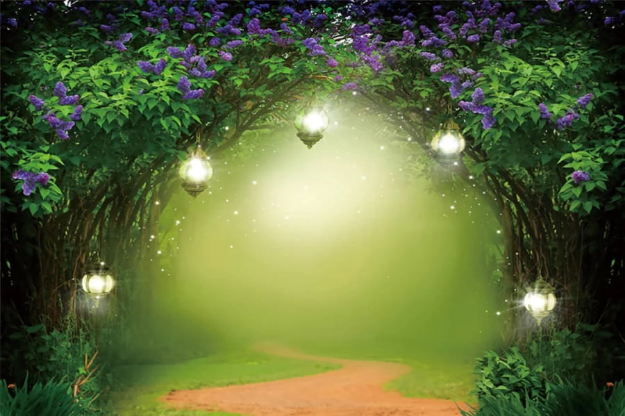 Laeacco Spring Garden Photo Backdrop Ivy Green Leaf Wall Flower Field ...