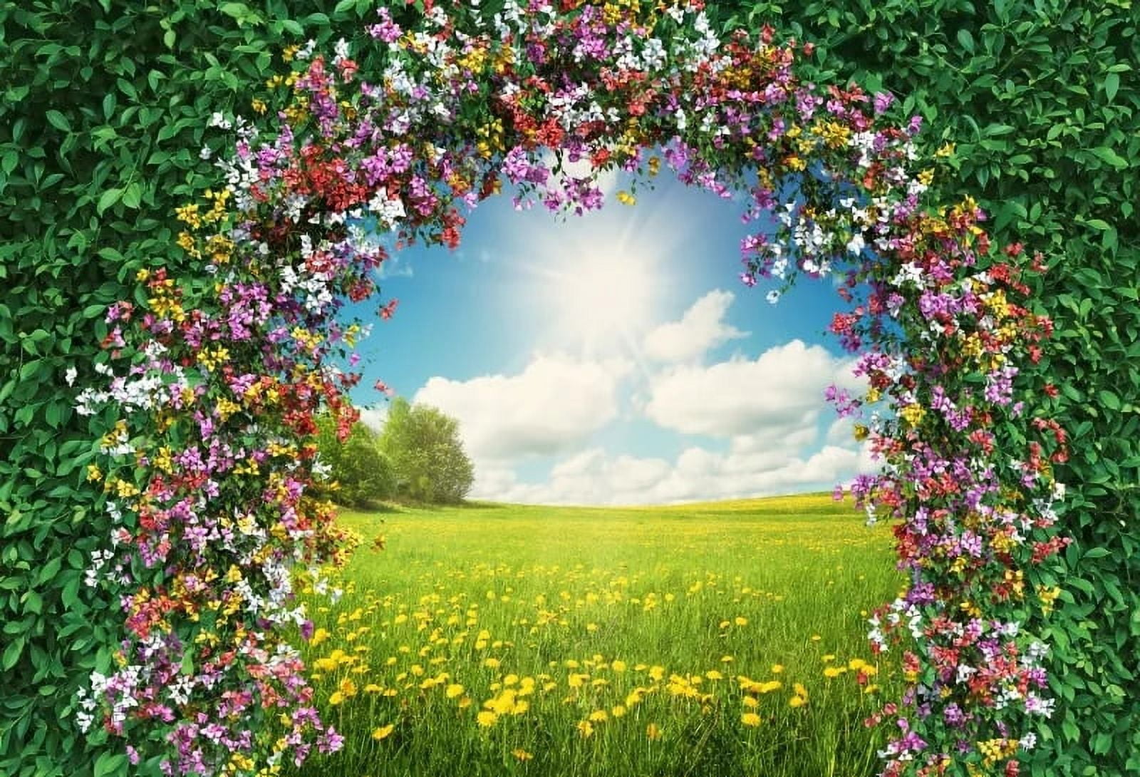 Laeacco Spring Garden Photo Backdrop Ivy Green Leaf Wall Flower Field ...