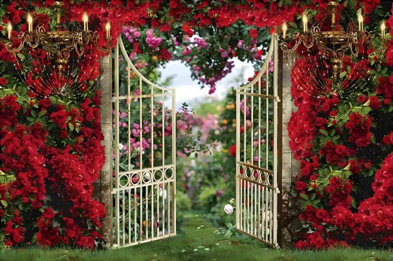 Laeacco Spring Garden Photo Backdrop Ivy Green Leaf Wall Flower Field ...