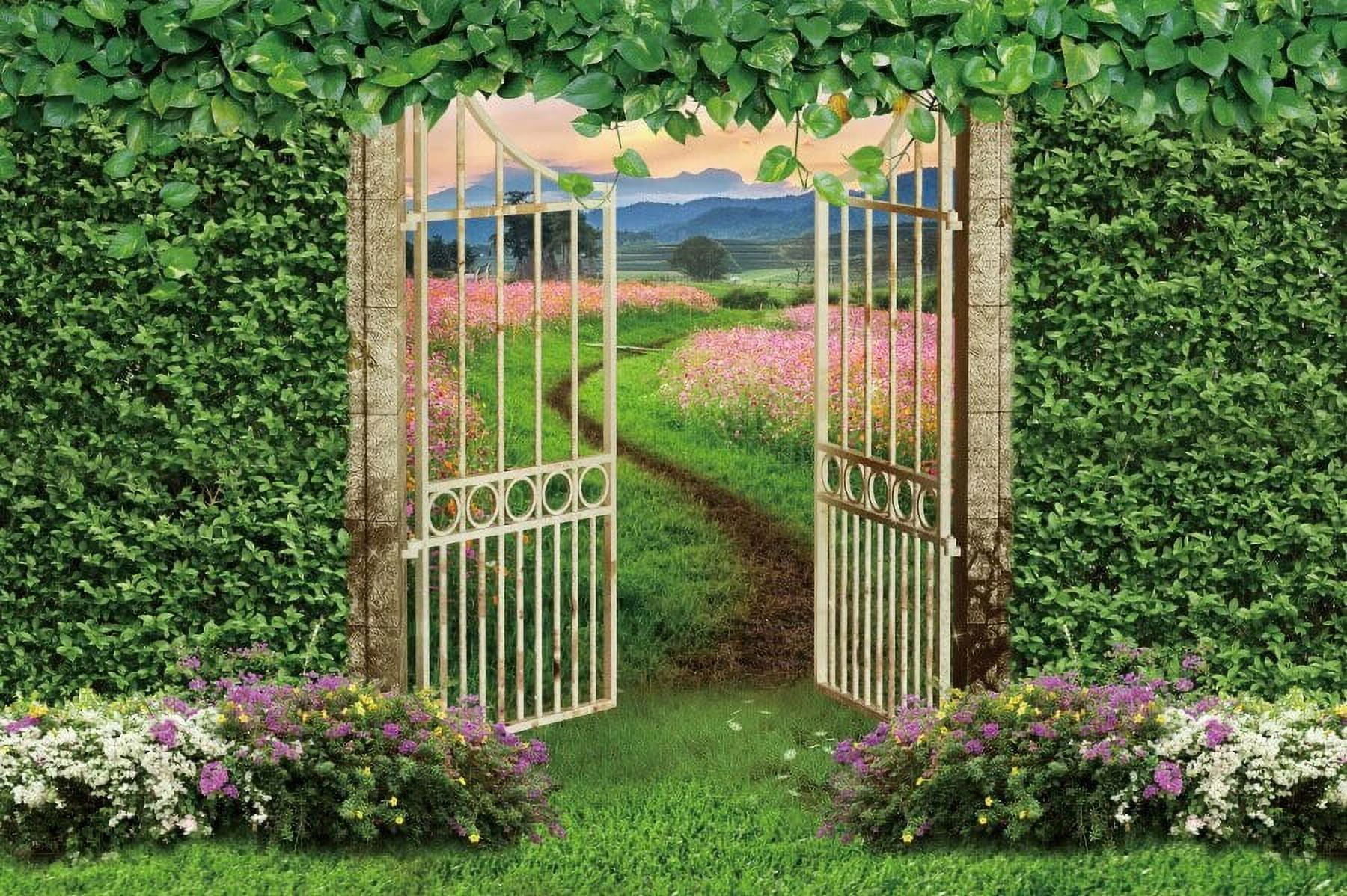 Laeacco Spring Garden Photo Backdrop Ivy Green Leaf Wall Flower Field ...