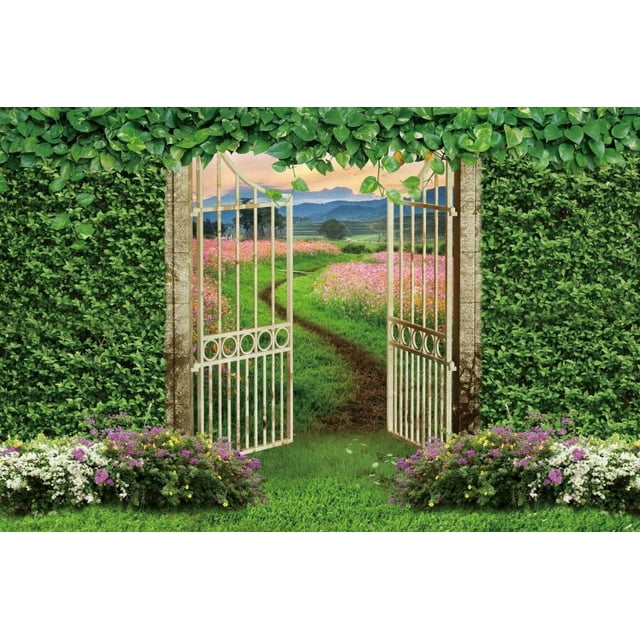 Laeacco Spring Garden Photo Backdrop Ivy Green Leaf Wall Flower Field ...