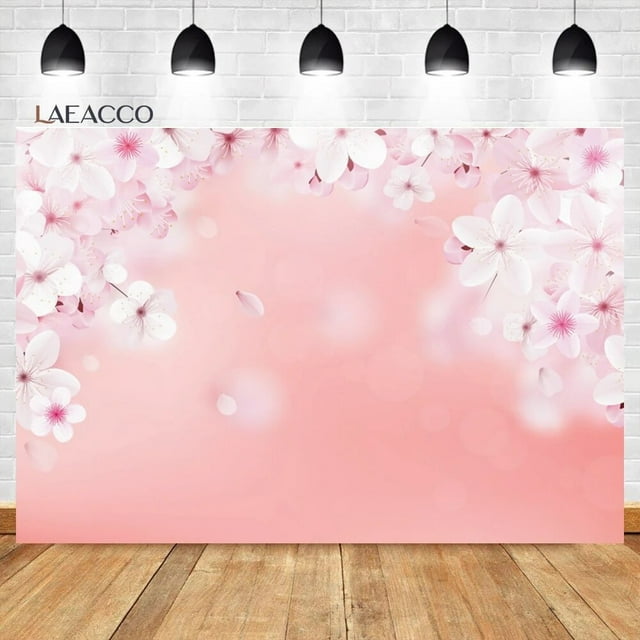 Laeacco Spring Pink Sakura Flower Backdrop Cherry Blossoms Umbrella