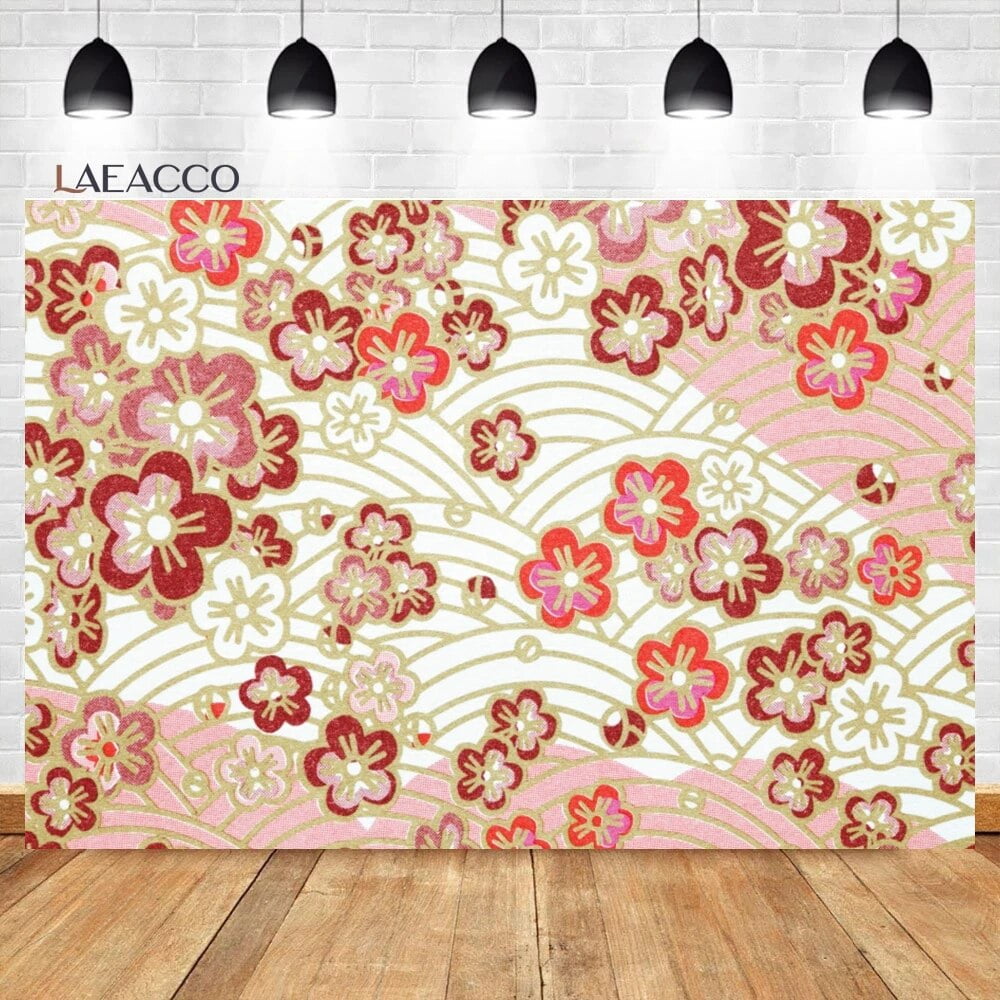 Laeacco Spring Pink Sakura Flower Backdrop Cherry Blossoms Umbrella ...