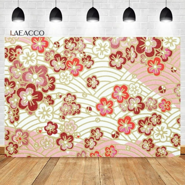 Laeacco Spring Pink Sakura Flower Backdrop Cherry Blossoms Umbrella ...