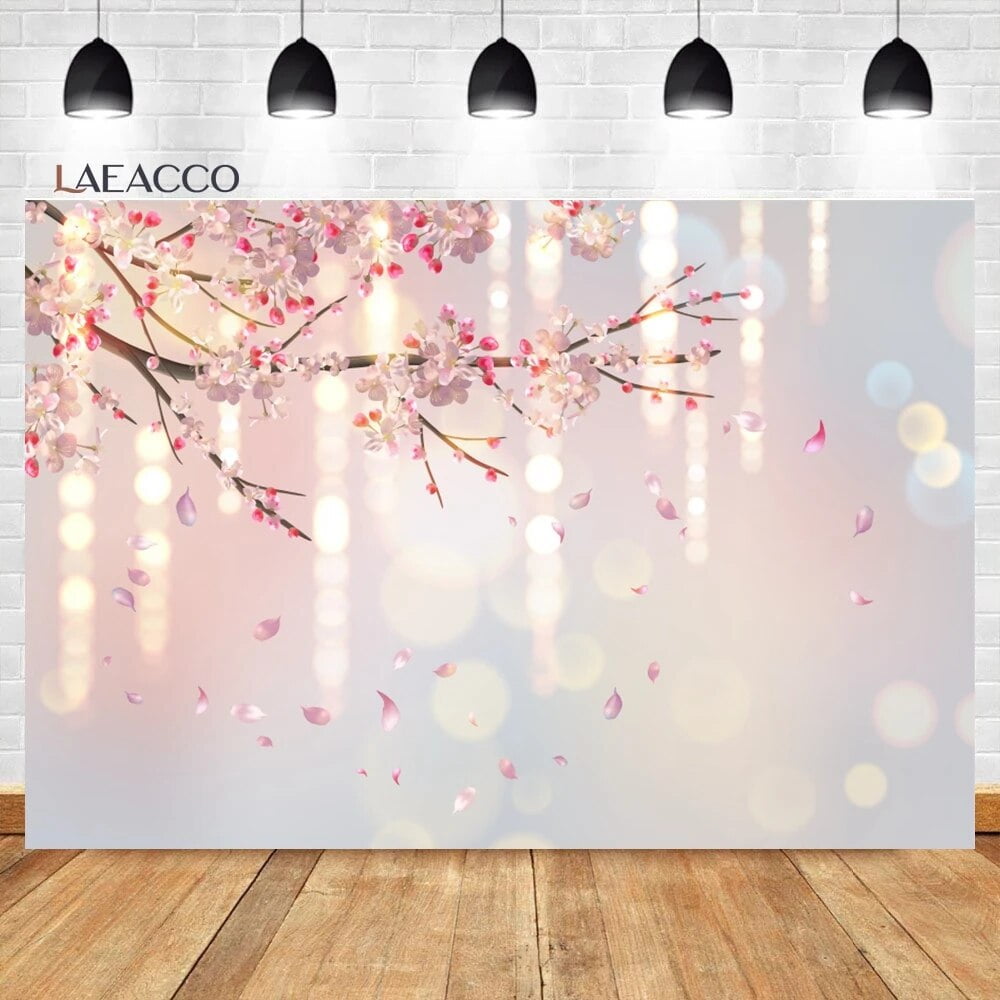 Laeacco Spring Pink Sakura Flower Backdrop Cherry Blossoms Umbrella ...