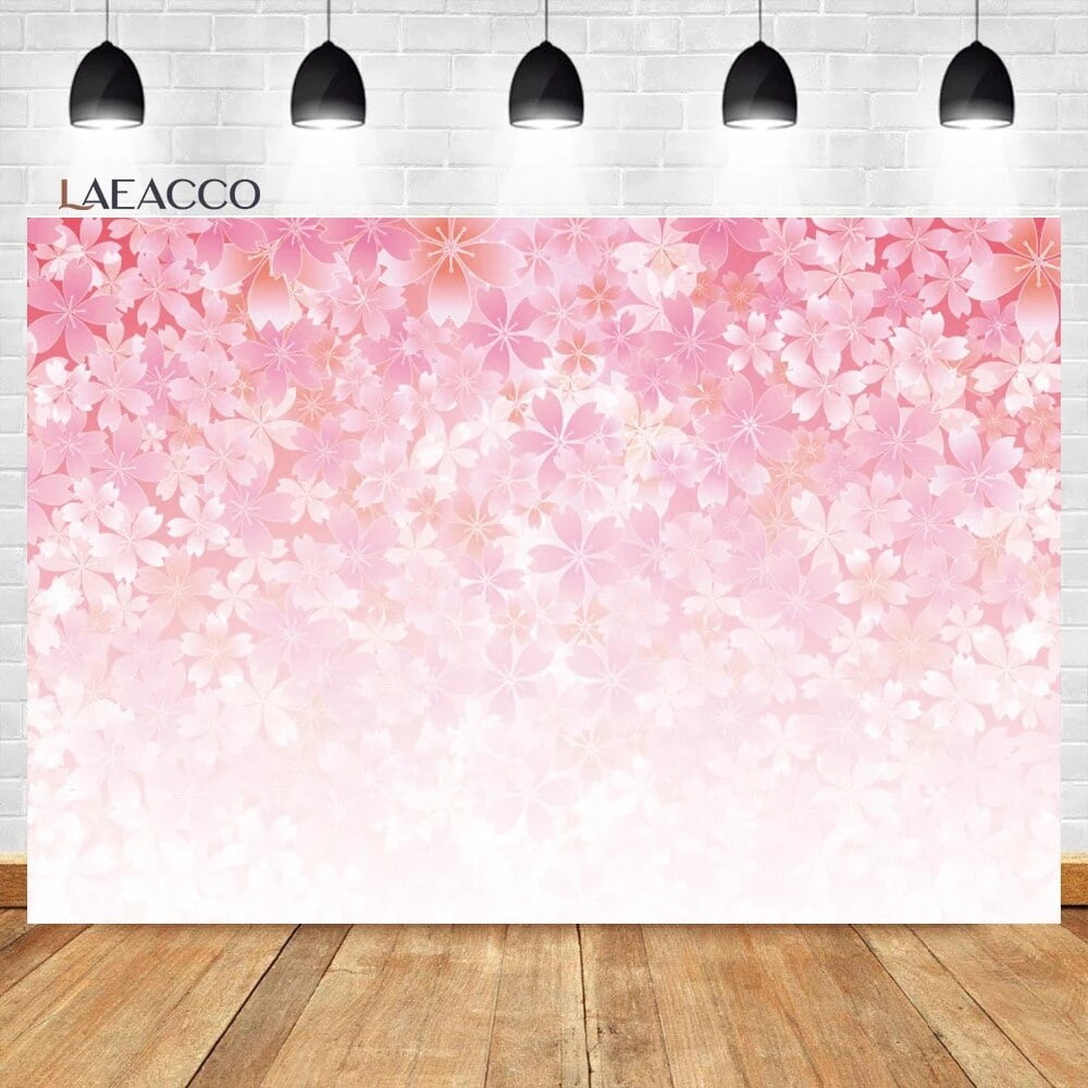 Laeacco Spring Pink Sakura Flower Backdrop Cherry Blossoms Umbrella ...
