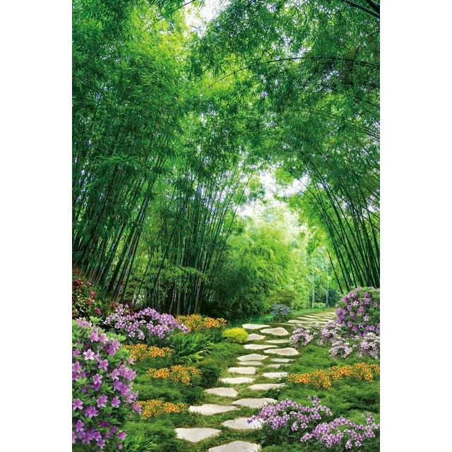 Laeacco Spring Scenery Photography Backgrounds Green Forest Blooming ...