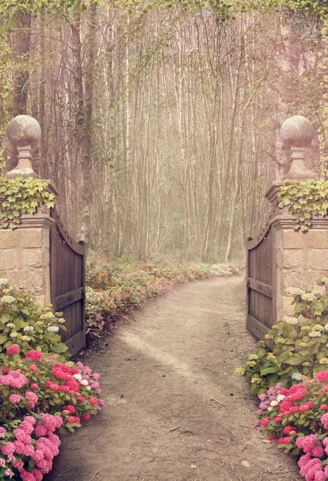 Laeacco Spring Scenery Photography Backgrounds Green Forest Blooming ...