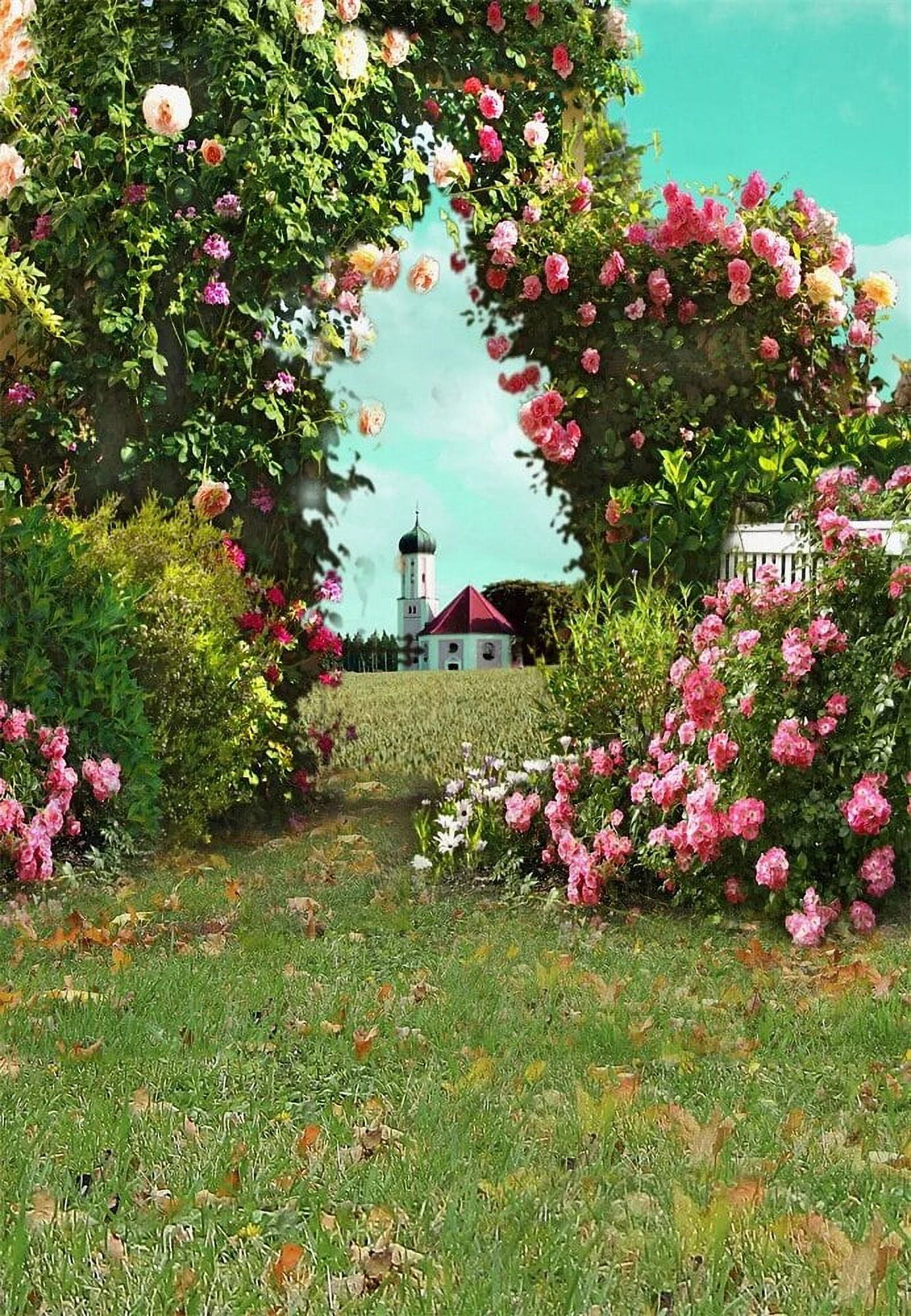 Laeacco Spring Scenery Photography Backgrounds Green Forest Blooming ...