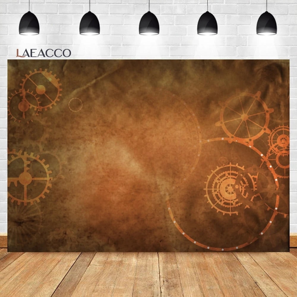 Laeacco Steampunk Machine Clock Gears Retro Style Photography Backdrops ...