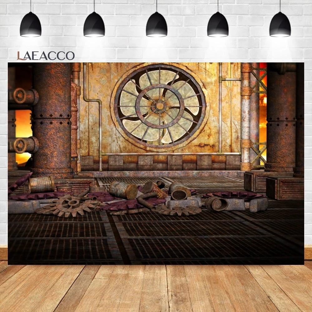 Laeacco Steampunk Machine Clock Gears Retro Style Photography Backdrops ...