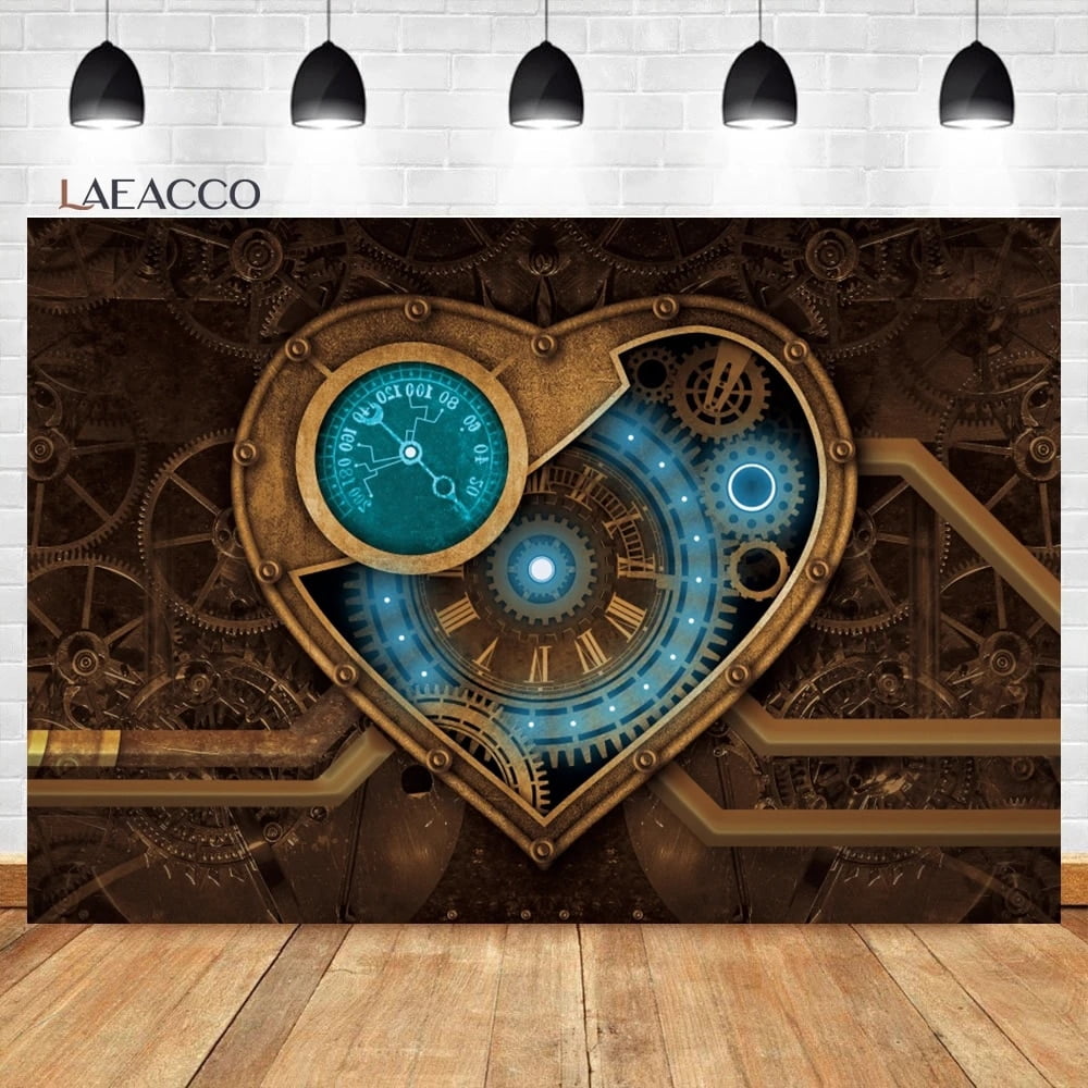 Laeacco Steampunk Machine Clock Gears Retro Style Photography Backdrops ...