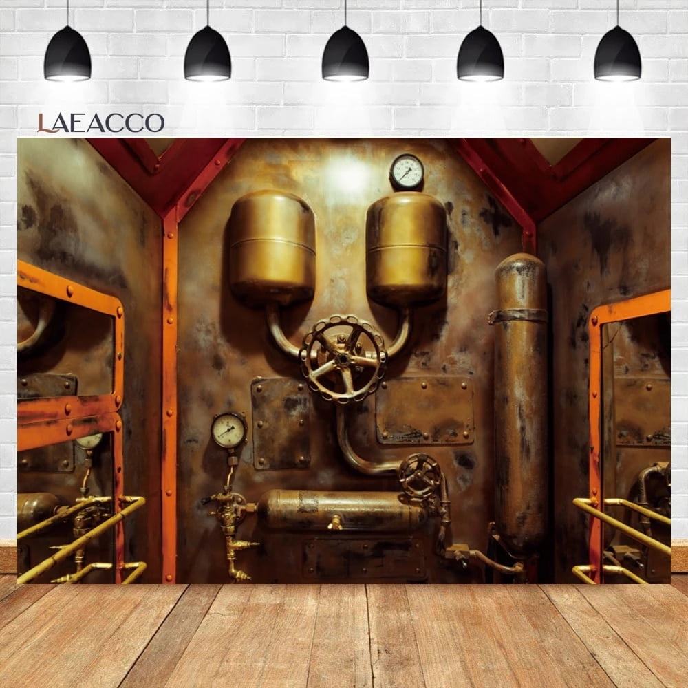 Laeacco Steampunk Machine Clock Gears Retro Style Photography Backdrops ...