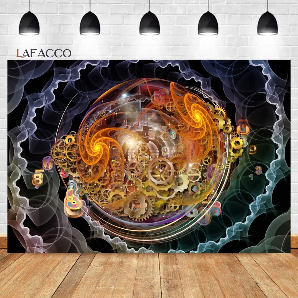 Laeacco Steampunk Machine Clock Gears Retro Style Photography Backdrops ...